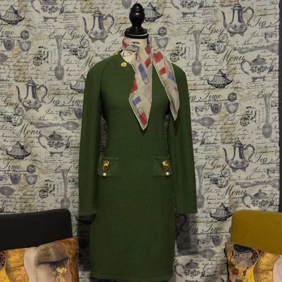 Steve Fabrikant | Dresses | Vintage Steve Fabrikant Green Wool Blend ...